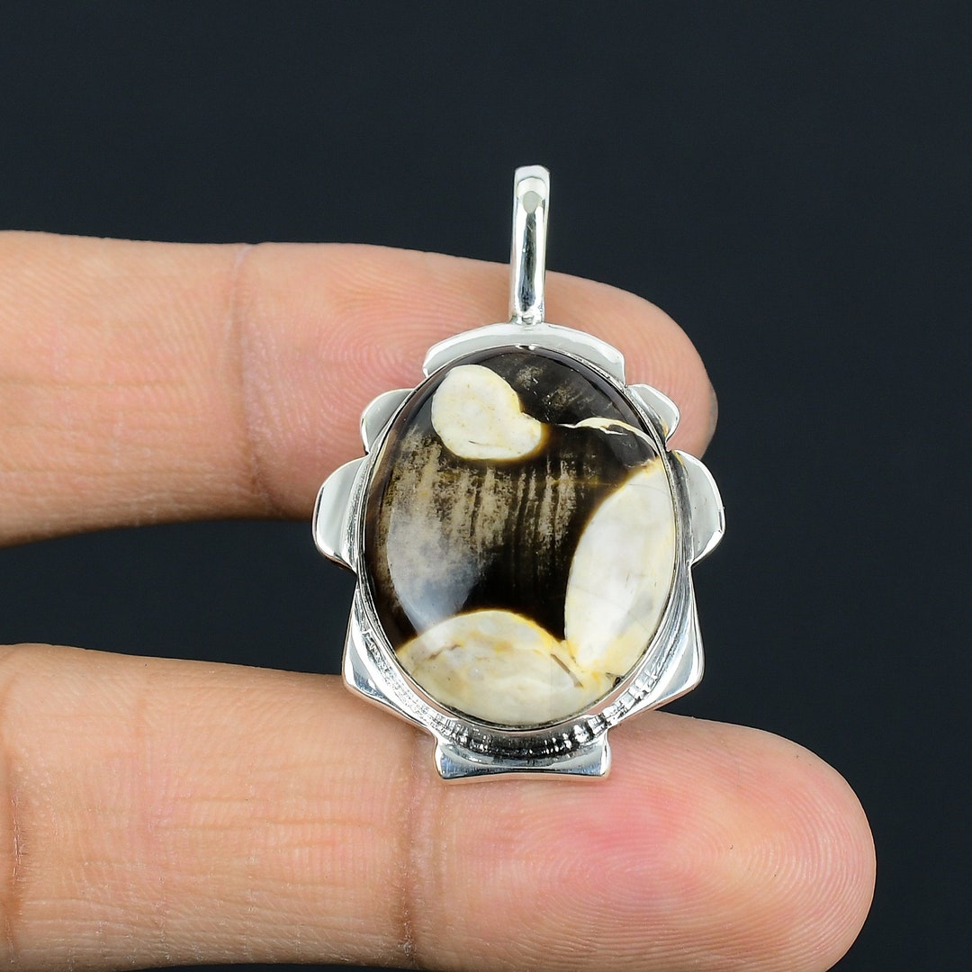 Peanut Wood Jasper Gemstone Pendant 925 Sterling Silver Pendant Peanut ...