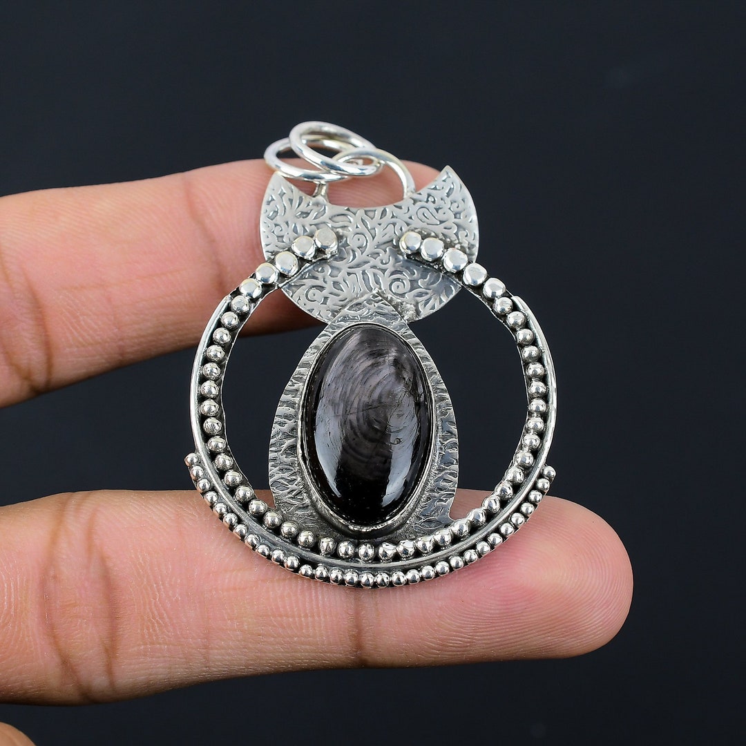 Handmade Hypersthene Pendant: 925 Sterling Silver Gemstone Jewelry - Etsy
