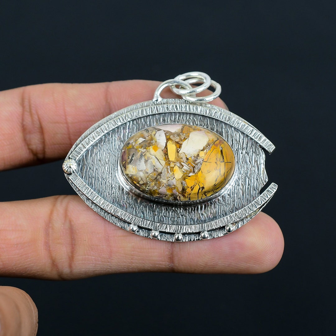 Brecciated Mookaite Pendant Handmade Gemstone Pendant 925 Sterling ...