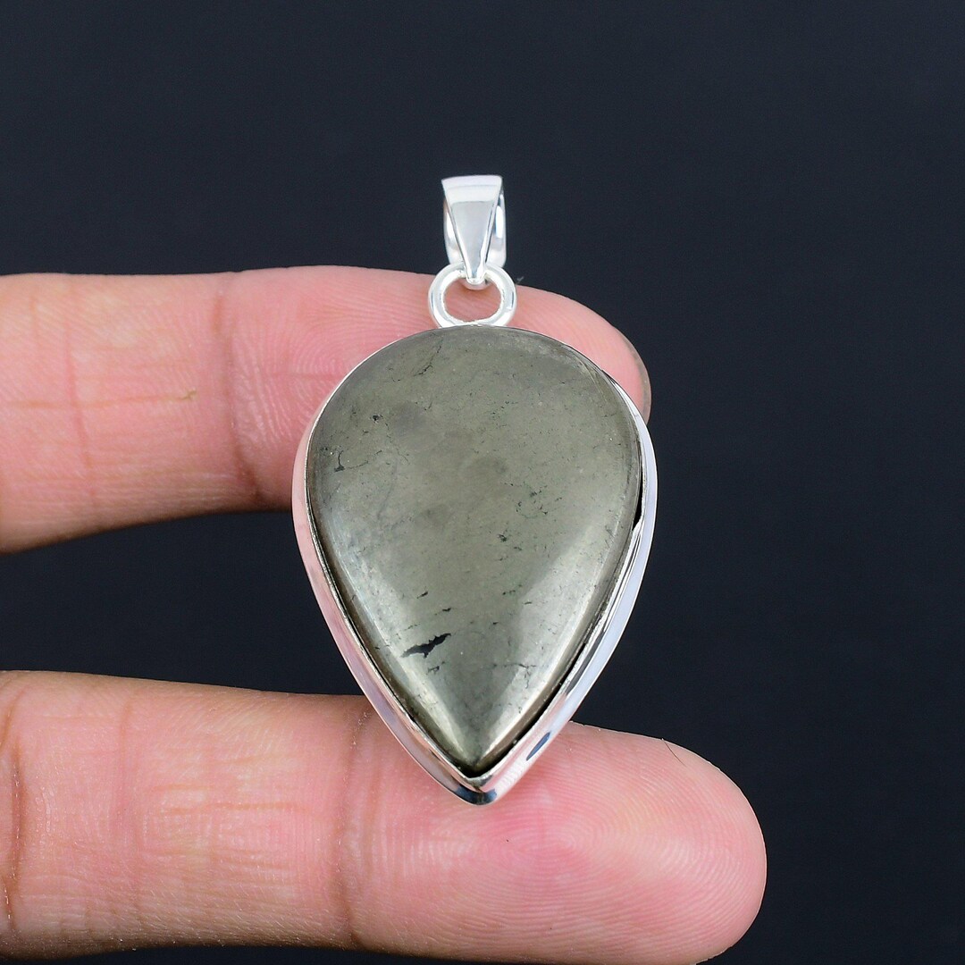 Pyrite Pendant Natural Gemstone Pendant 925 Sterling Silver Pendant ...
