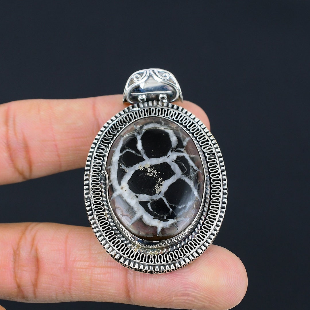 Moroccan Mud Crack Fossil Pendant, Sterling Silver Handmade Jewelry - Etsy