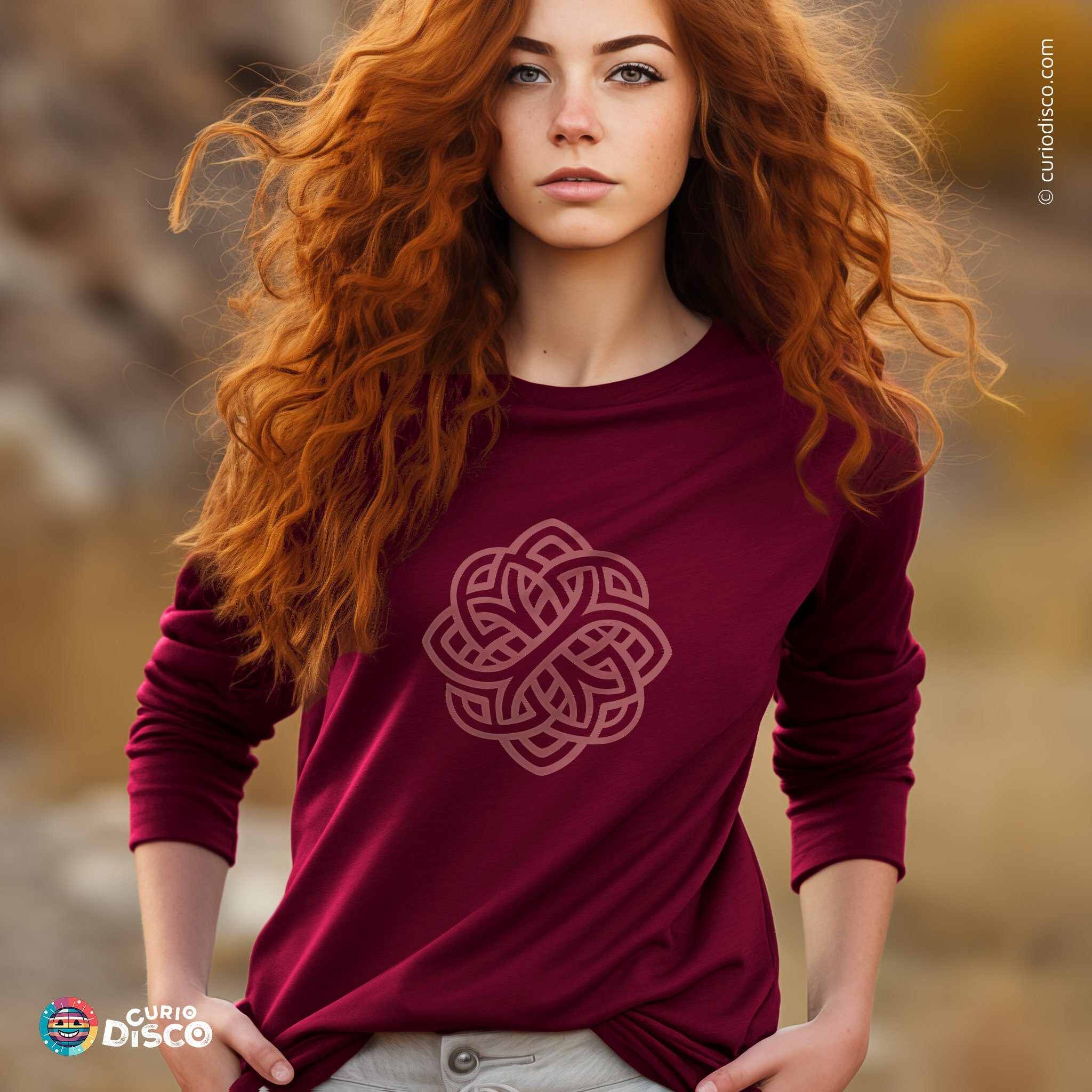 Women's Long Sleeve Celtic Knot T-shirt Femme Celtique Sweatshirt, Plus ...