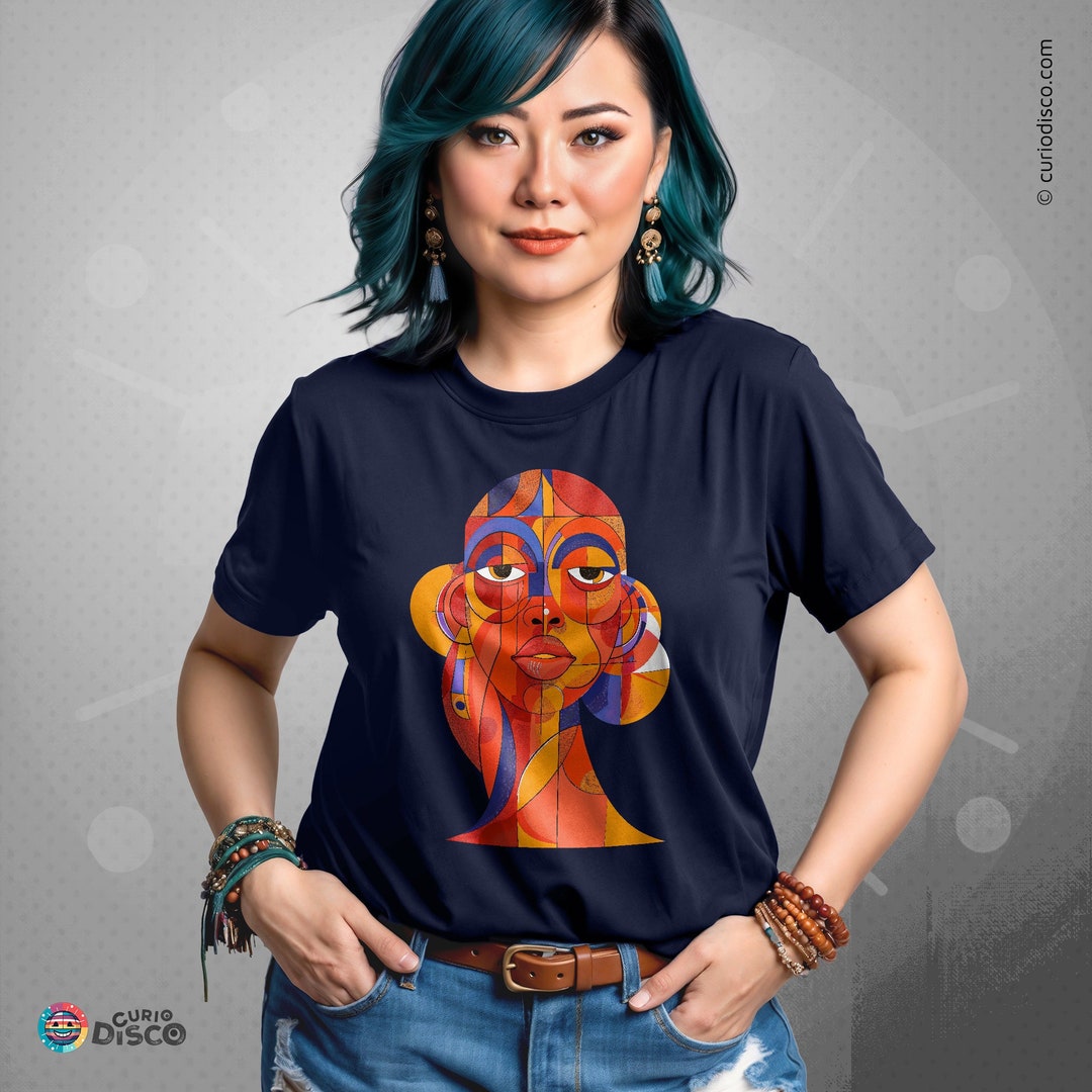 Abstract Art Shirt | Woman Face Music Festival T-shirt Sale, Crew Neck ...