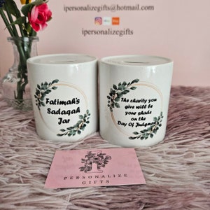 NEW Personalised Sadaqah Jars With Name Islamic Sadqaah Charity Box ...