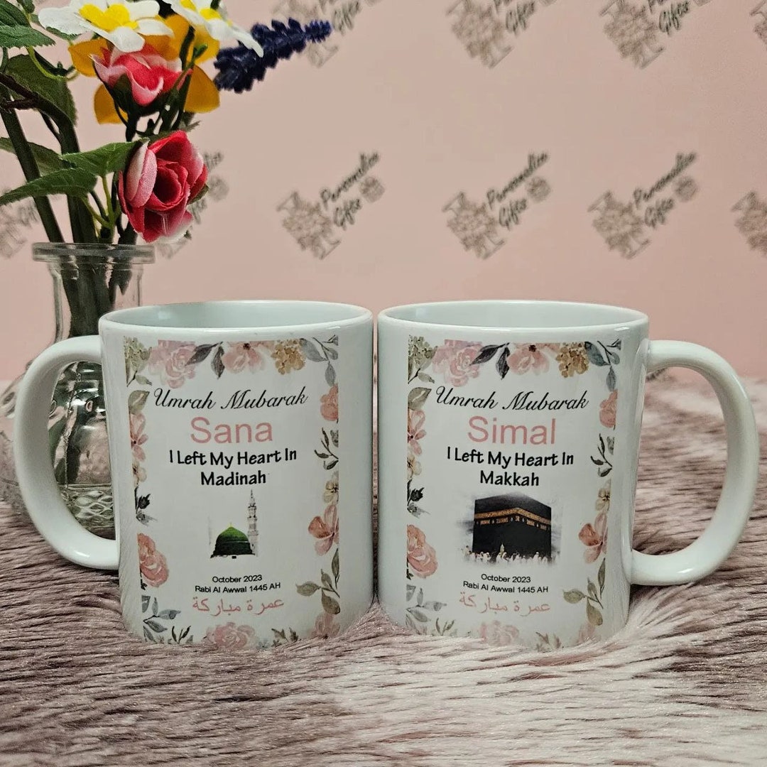 Personalised I Left My Heart in Makkah Madinah Umrah Mubarak Mug 2024 ...