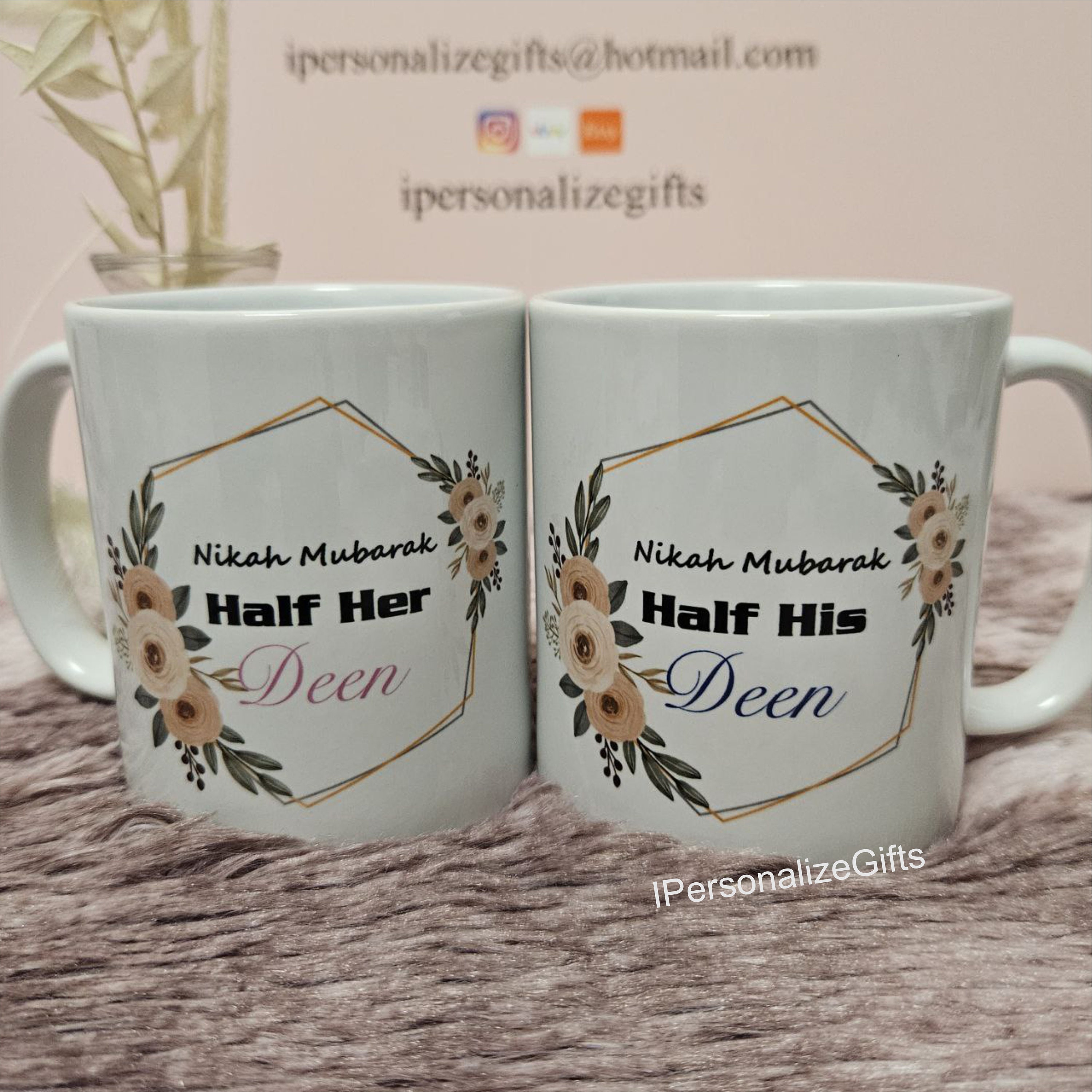 NEW Personalised Islamic Wedding Engagement Mug for Mr & Mrs Set of 2 ...