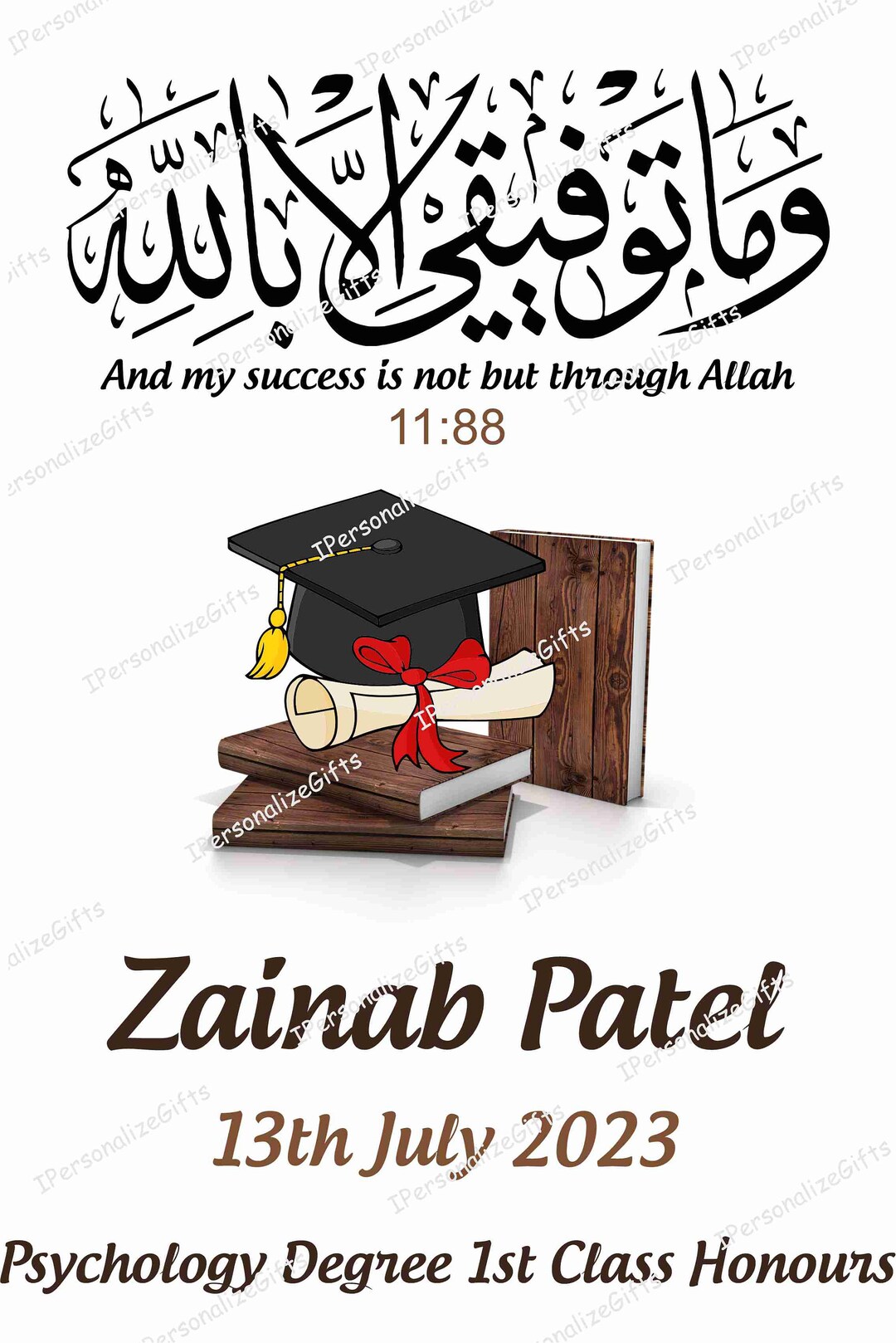 Personalised Islamic Aalimah Graduation Frame Made to Order A4 Print ...
