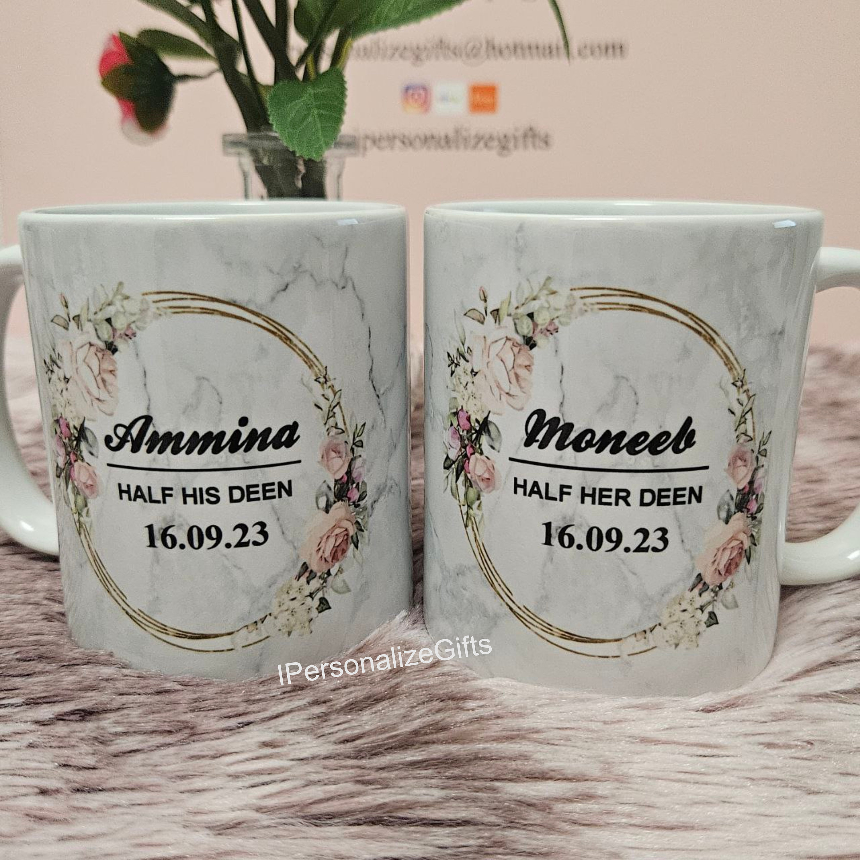NEW Personalised Islamic Wedding Engagement Mug for Mr & Mrs Set of 2 ...