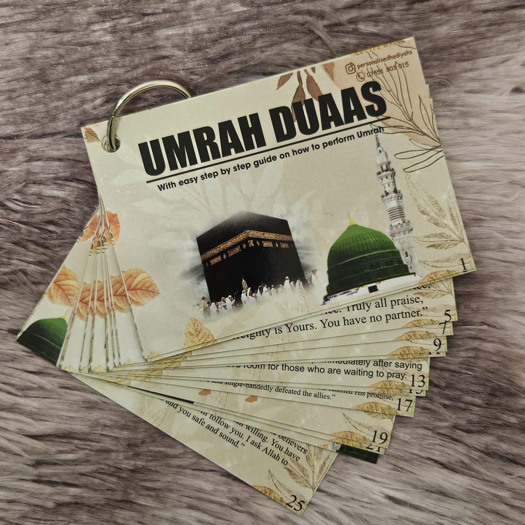 Umrah Duaa Cards for Adults Teens Tawaaf Makkah Kabah Safaa Marwa to ...