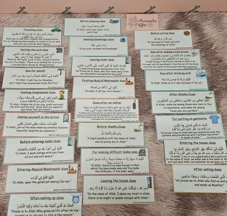 NEW Children's Masnoon Duaa Cards Stickers in Colours Coloured ...