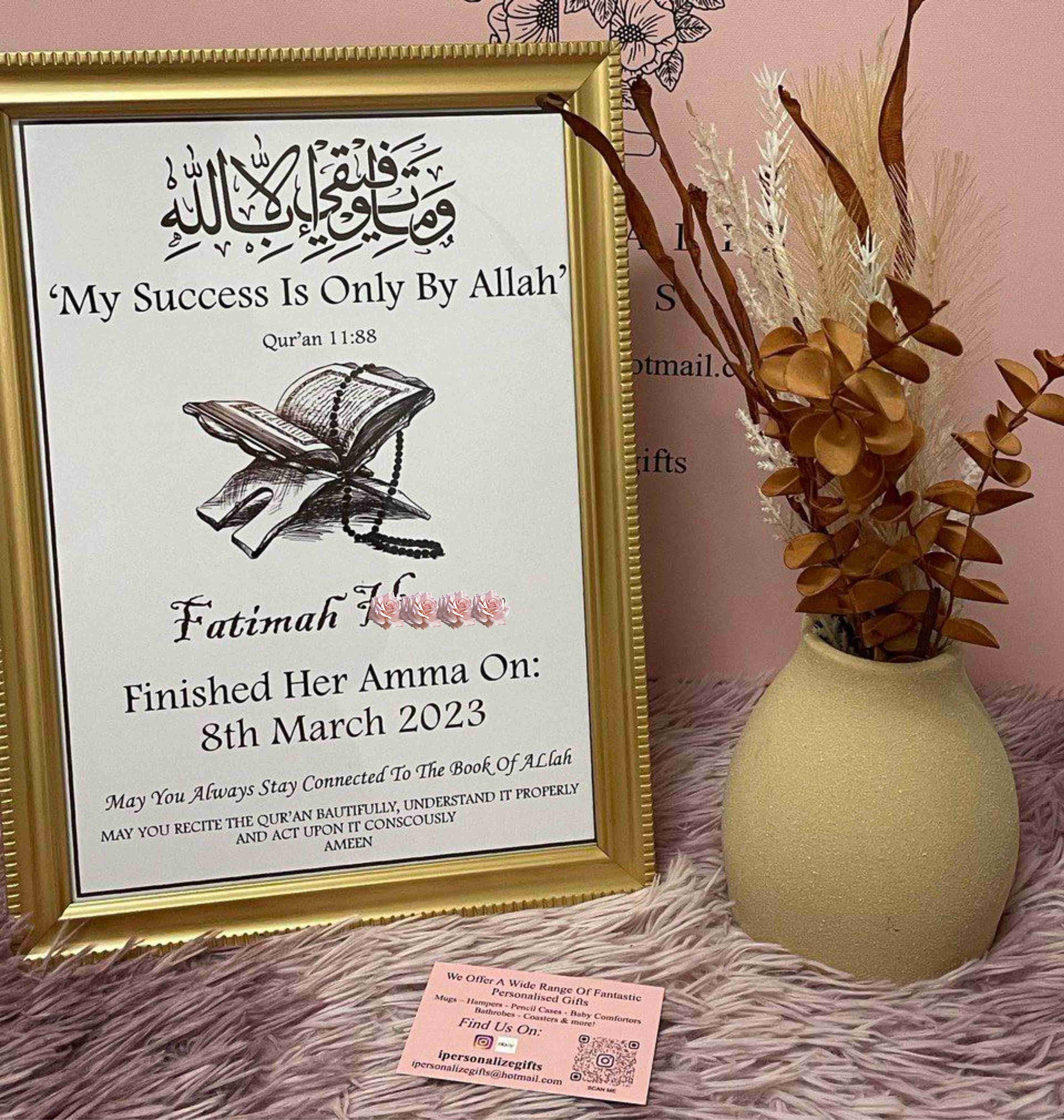 Personalised Islamic Aalimah Graduation Frame Made to Order A4 - Etsy
