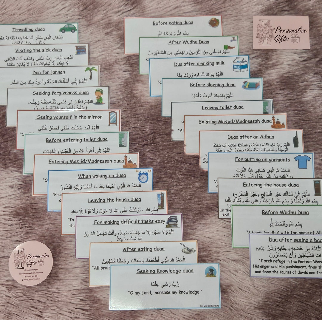 NEW Children's Masnoon Duaa Cards Stickers in Colours Coloured ...