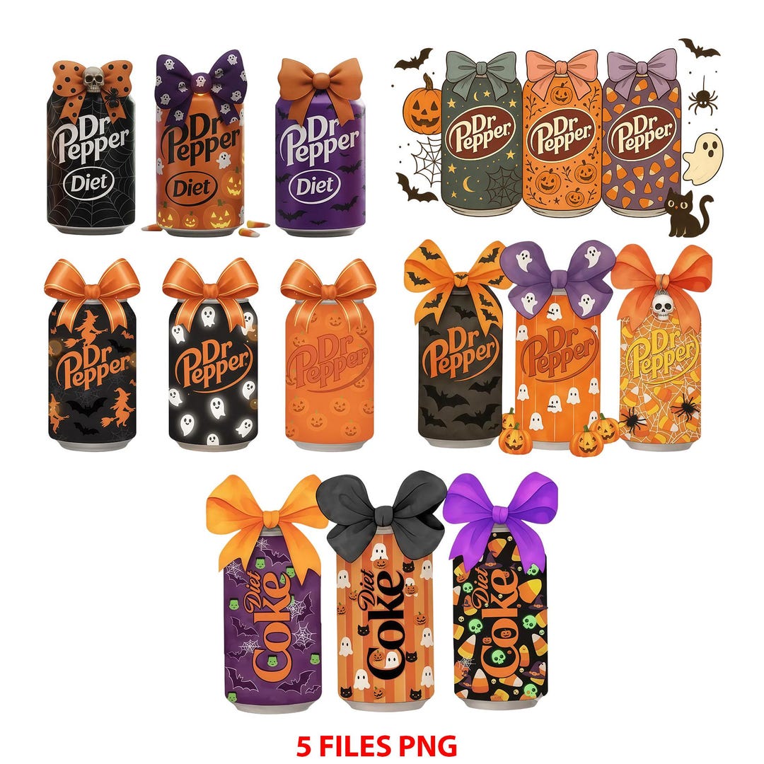 Halloween Soda Can PNG Bundle | Dr Pepper & Diet Coke Clipart | Spooky ...