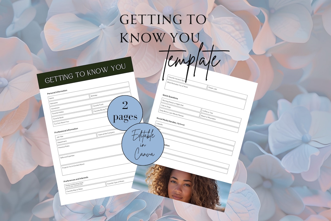 Getting to Know Me Template, Get to Know Me Template, Coworker ...