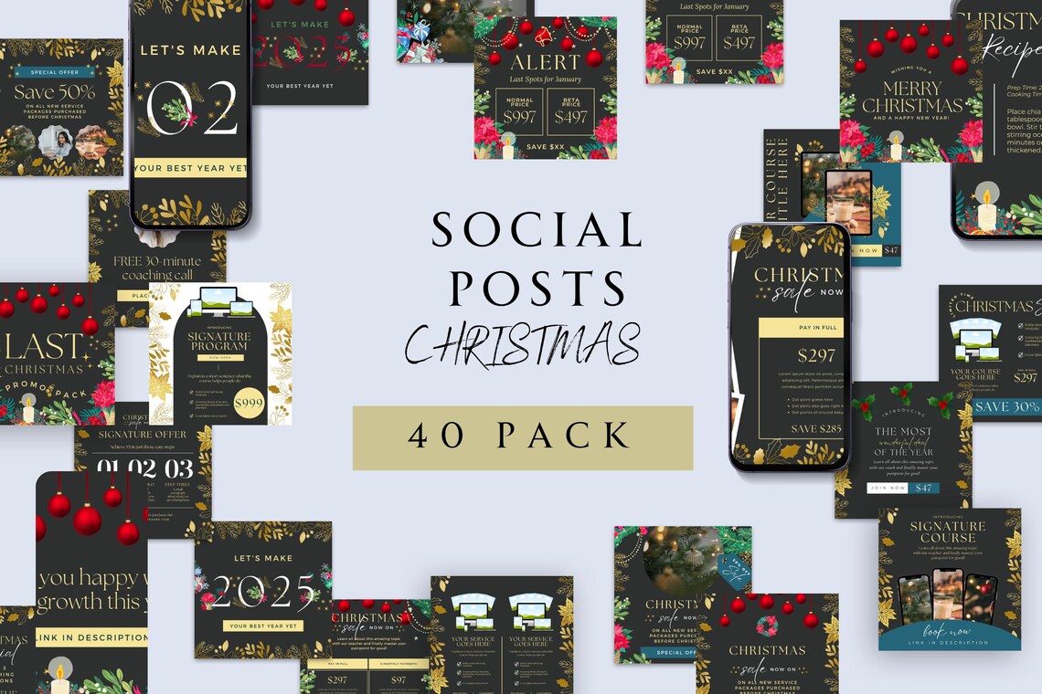 Christmas Social Media Templates, Canva Templates, Festive Content ...