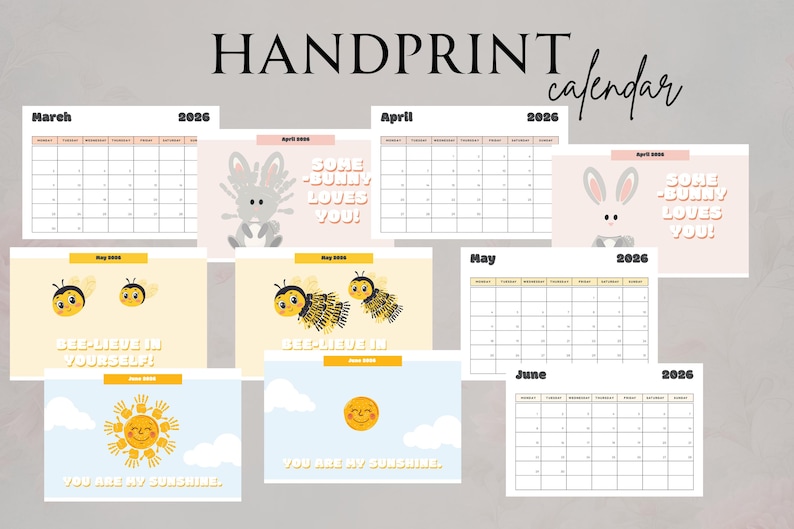 Handprint Calendar Template 2026, Footprint Craft, Keepsake Gift for ...