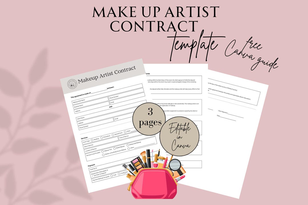 Make up Artist Contract, Editable Makeup Contract Template, Editable ...