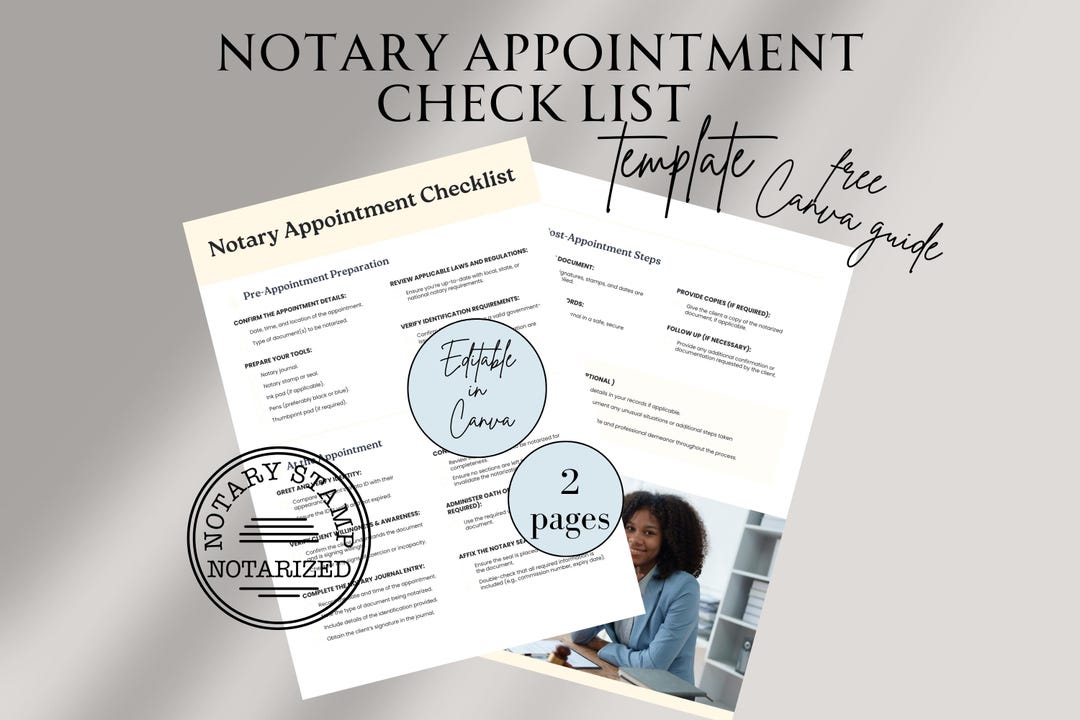 Notary Checklist, Notary Appointment Checklist, Notary Flyer Template ...