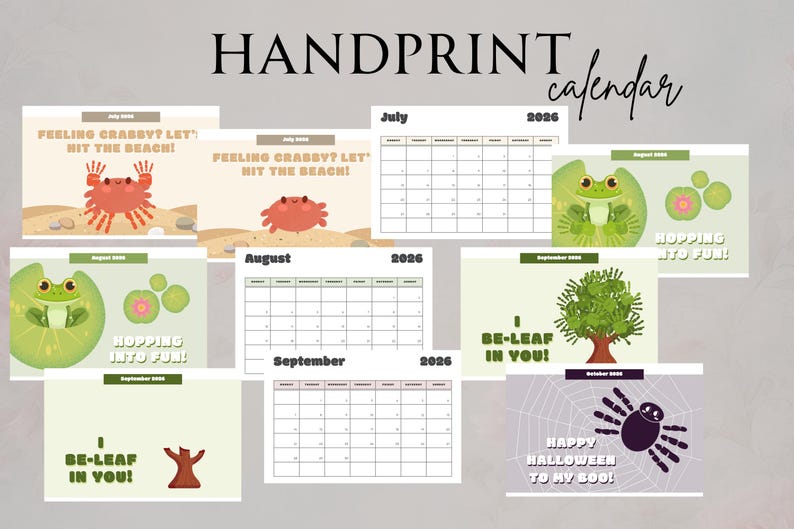 Handprint Calendar Template 2026, Footprint Craft, Keepsake Gift for ...
