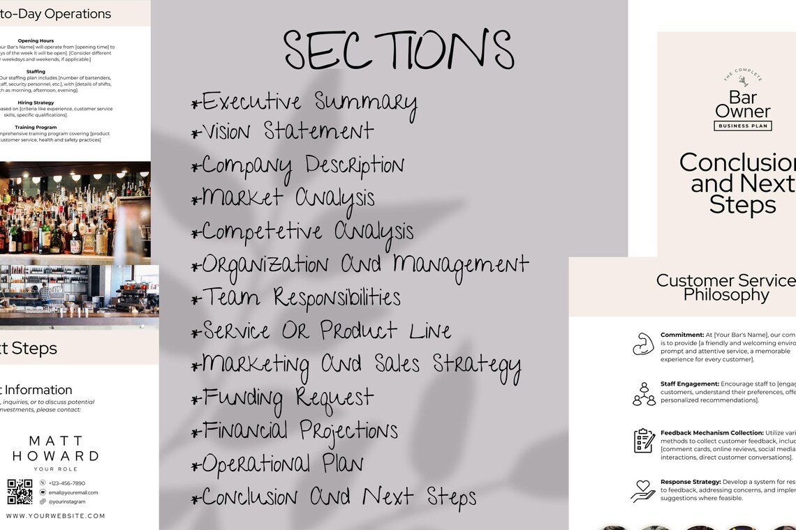 Bar Business Plan, Bar Owner Business Template, Business Plan Template ...