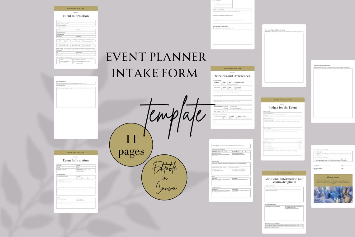 Event Planner Intake Form, Intake Form Template, Event Planning Form ...