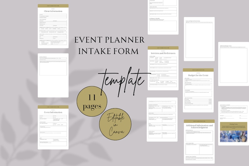 Event Planner Intake Form, Intake Form Template, Event Planning Form ...