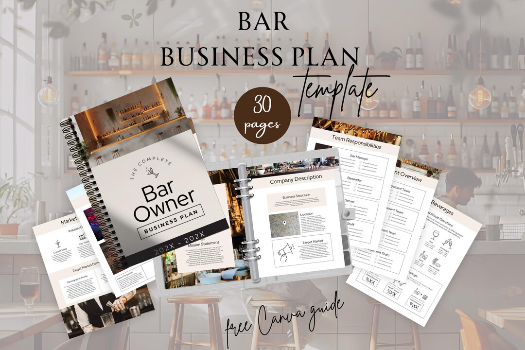 Bar Business Plan, Bar Owner Business Template, Business Plan Template ...