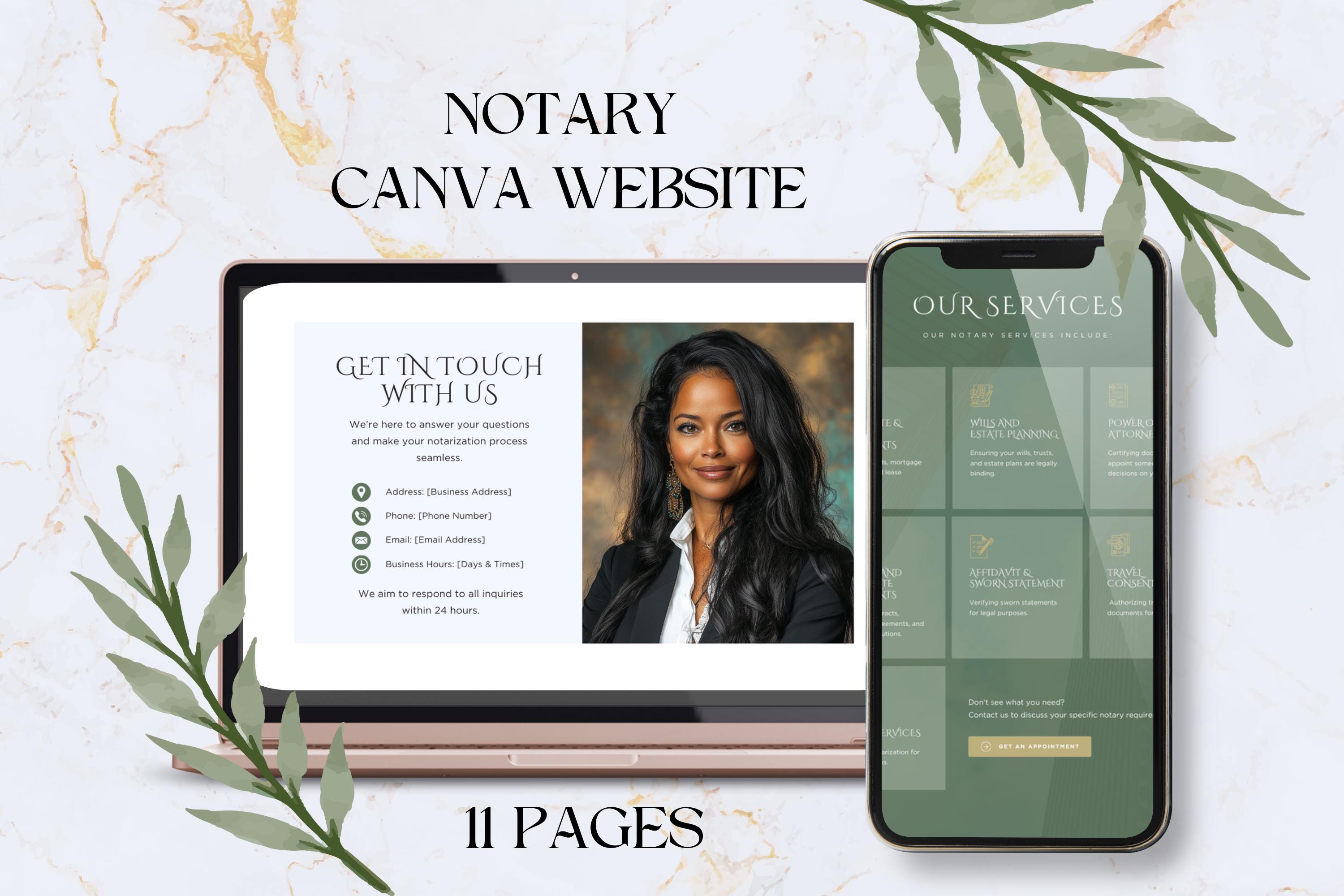 Notary Website Template Canva, Notary Public Websitetemplate, Canva ...