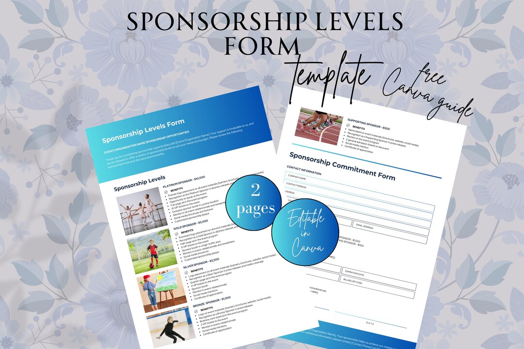 Sponsorship Levels Form, Sponsorship Levels Template, Canva Editable ...