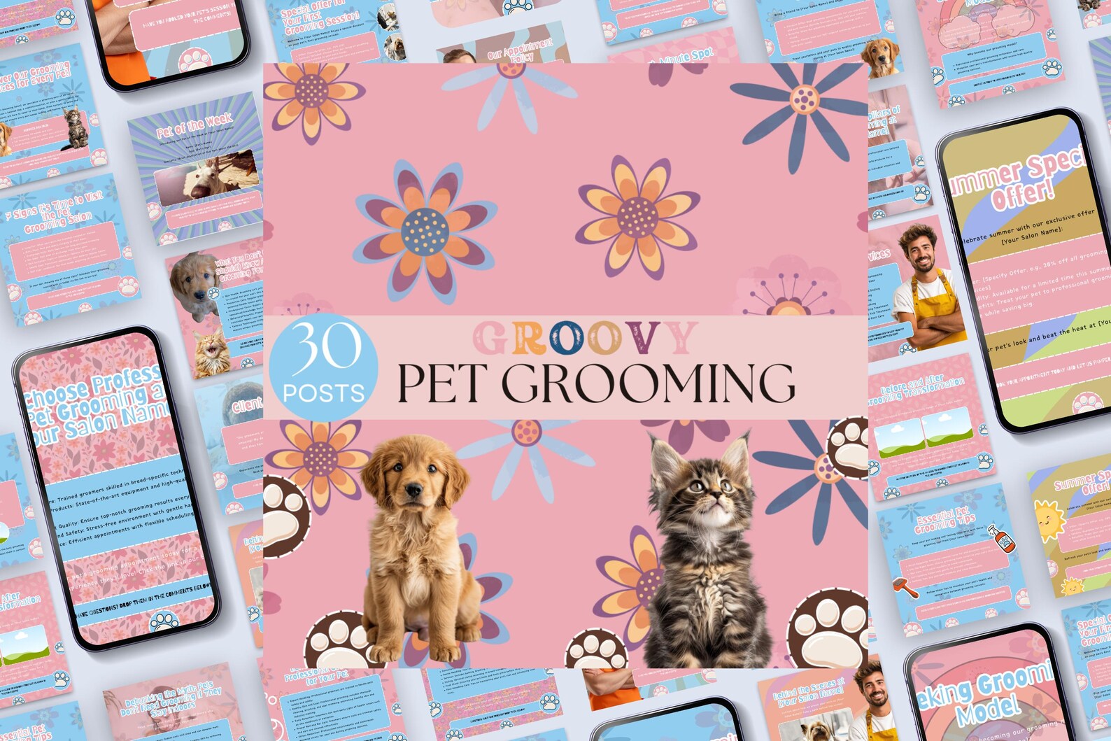 Pet Grooming Instagram Templates, Dog Grooming Template, Pets Instagram ...