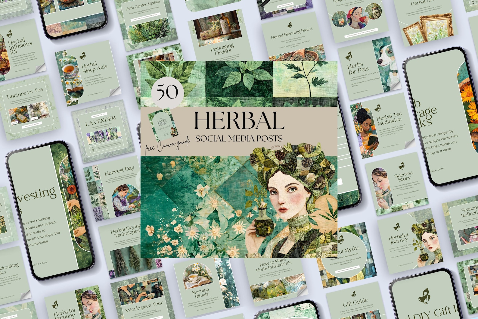 Herbal Social Posts, Instagram Post Canva Herbs, Social Media Posts ...