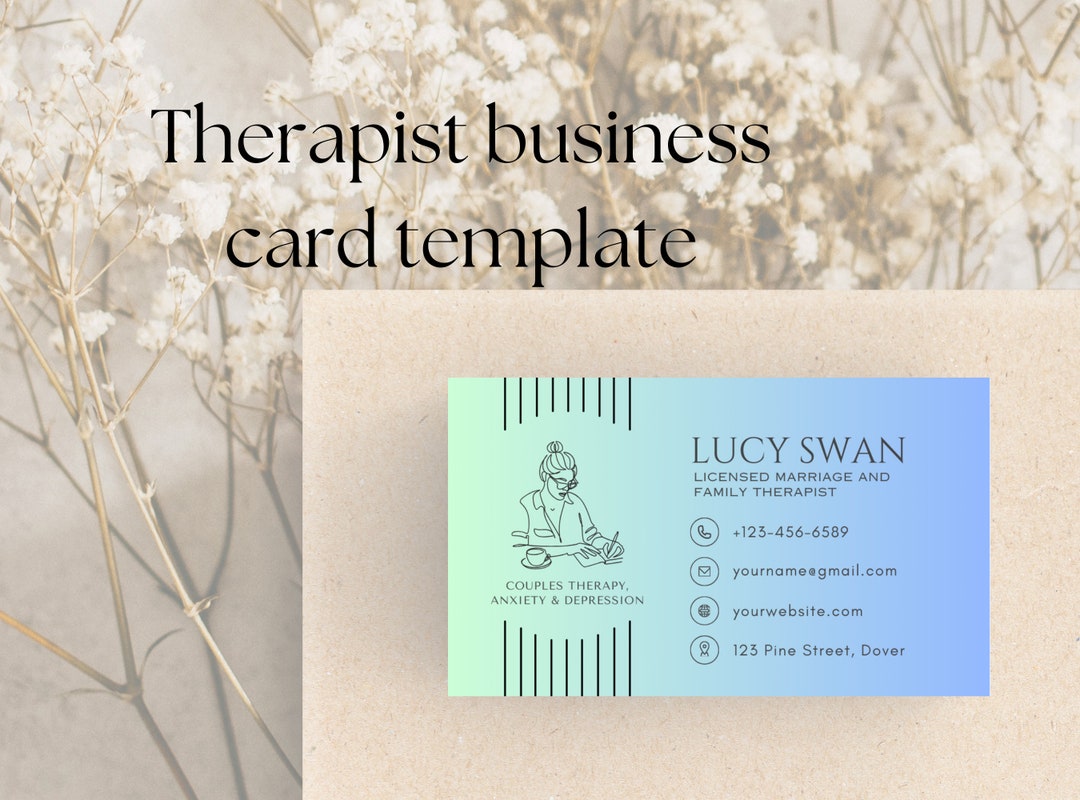 Business Card Template Therapist, Business Card Template, Business ...