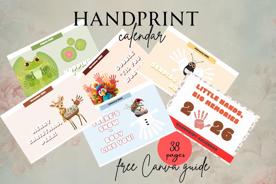 Handprint Calendar Template 2026, Footprint Craft, Keepsake Gift for ...