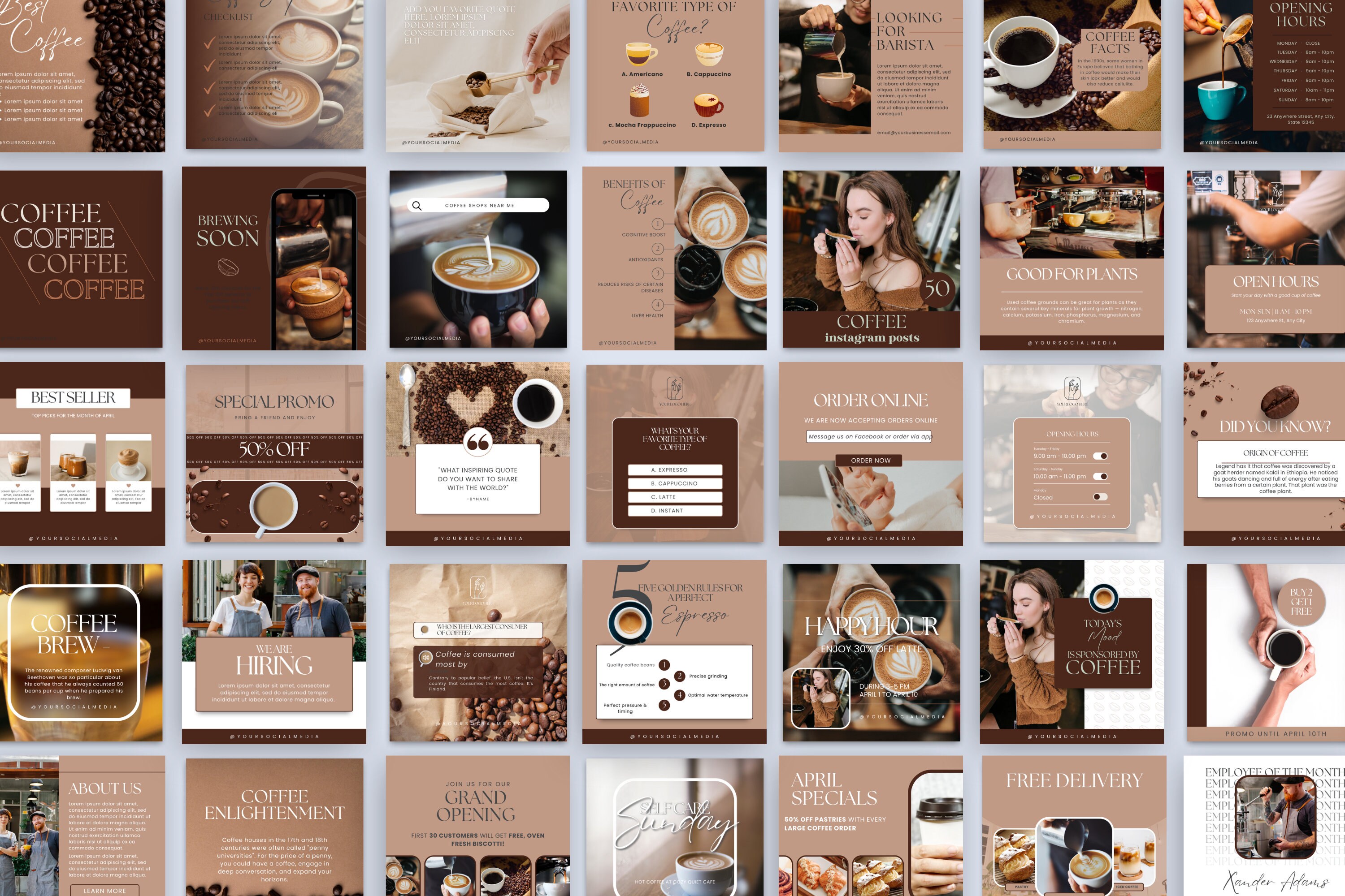 Coffee Shop Instagram Templates, Coffee Instagram Posts, Coffee Social ...