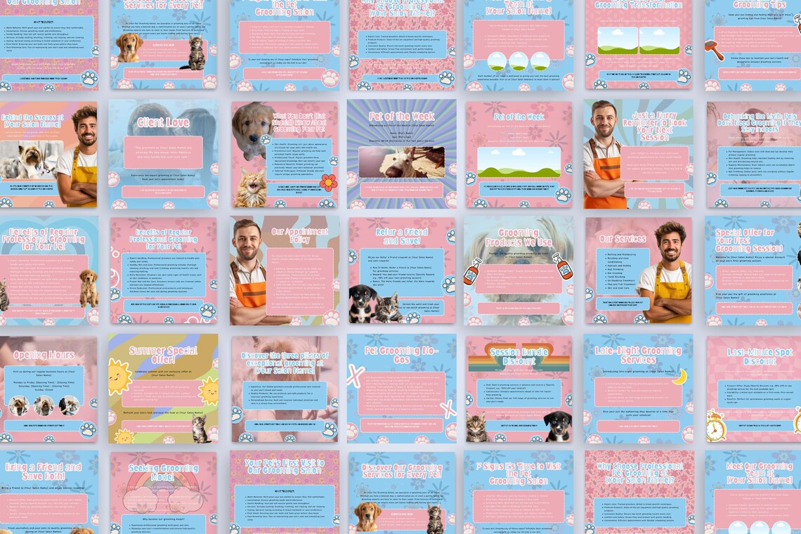 Pet Grooming Instagram Templates, Dog Grooming Template, Pets Instagram ...
