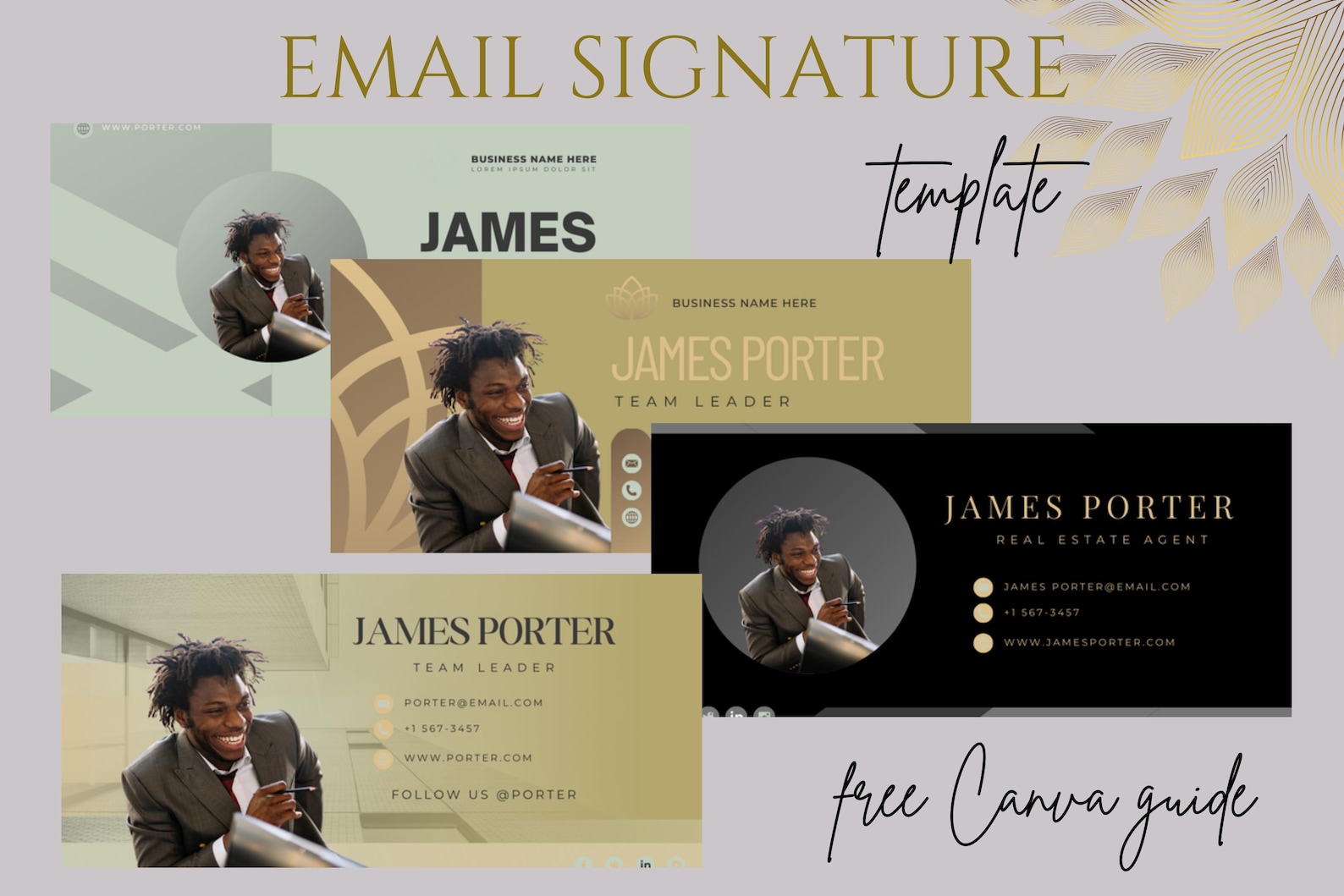 Email Signature Template for Realtors, Email Signature Canva, Email ...