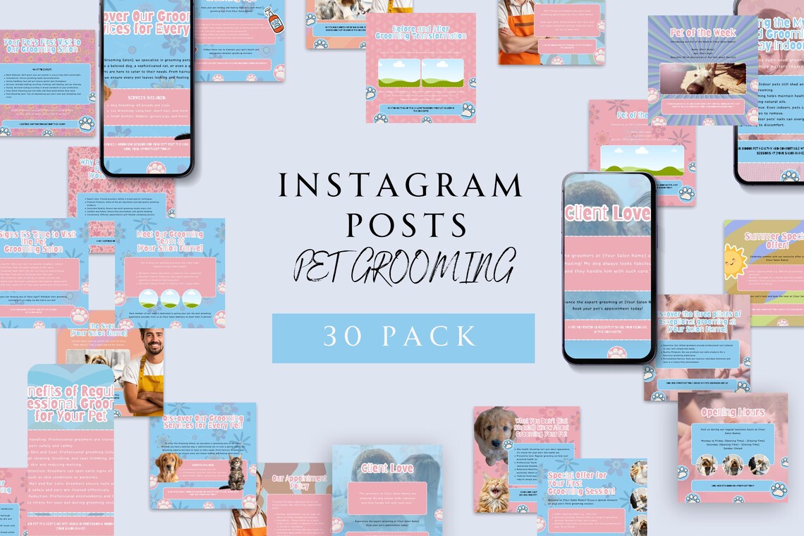 Pet Grooming Instagram Templates, Dog Grooming Template, Pets Instagram ...