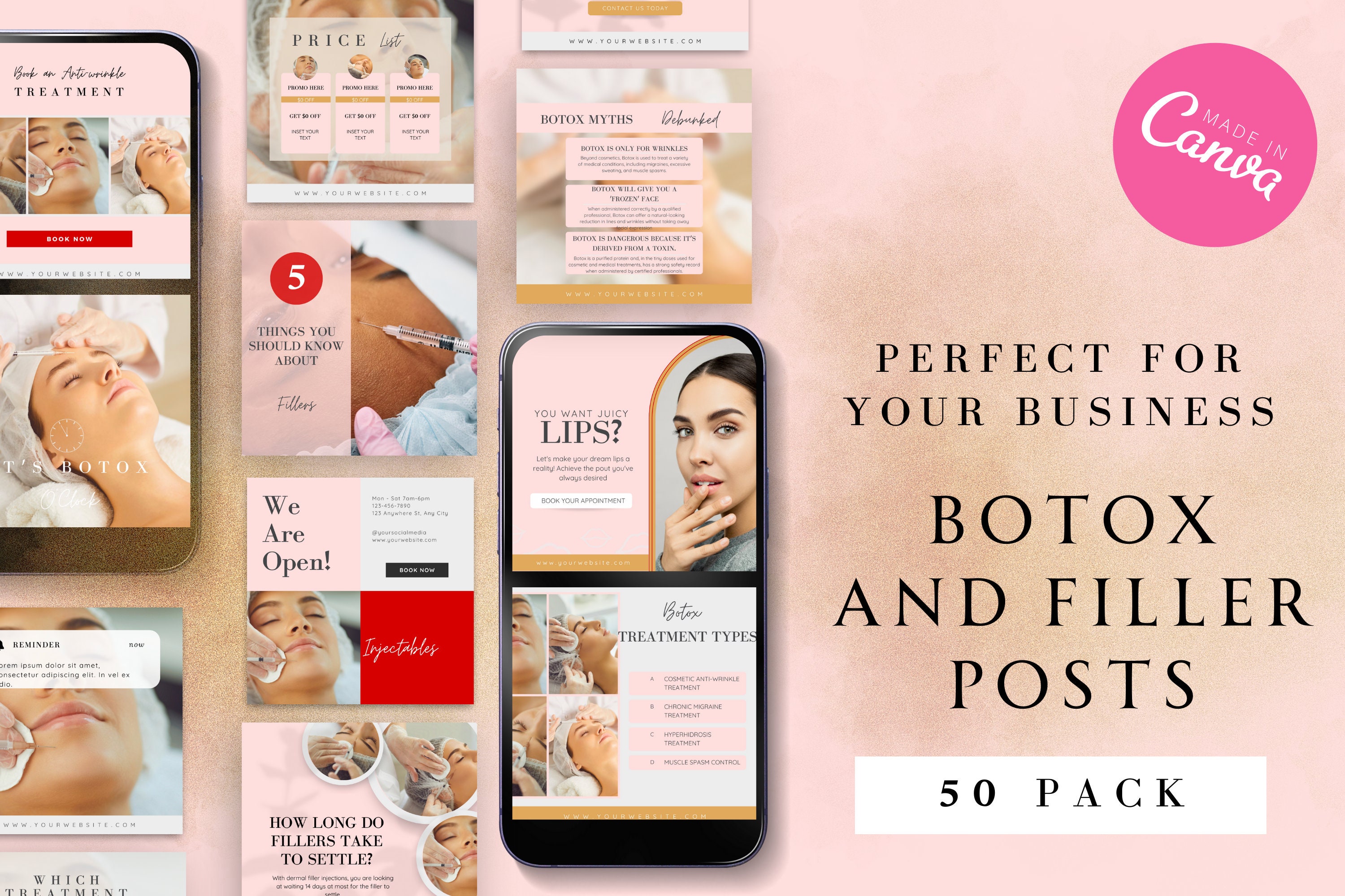 Botox and Fillers Instagram Post Template, Botox Filler Ig Posts, Botox ...