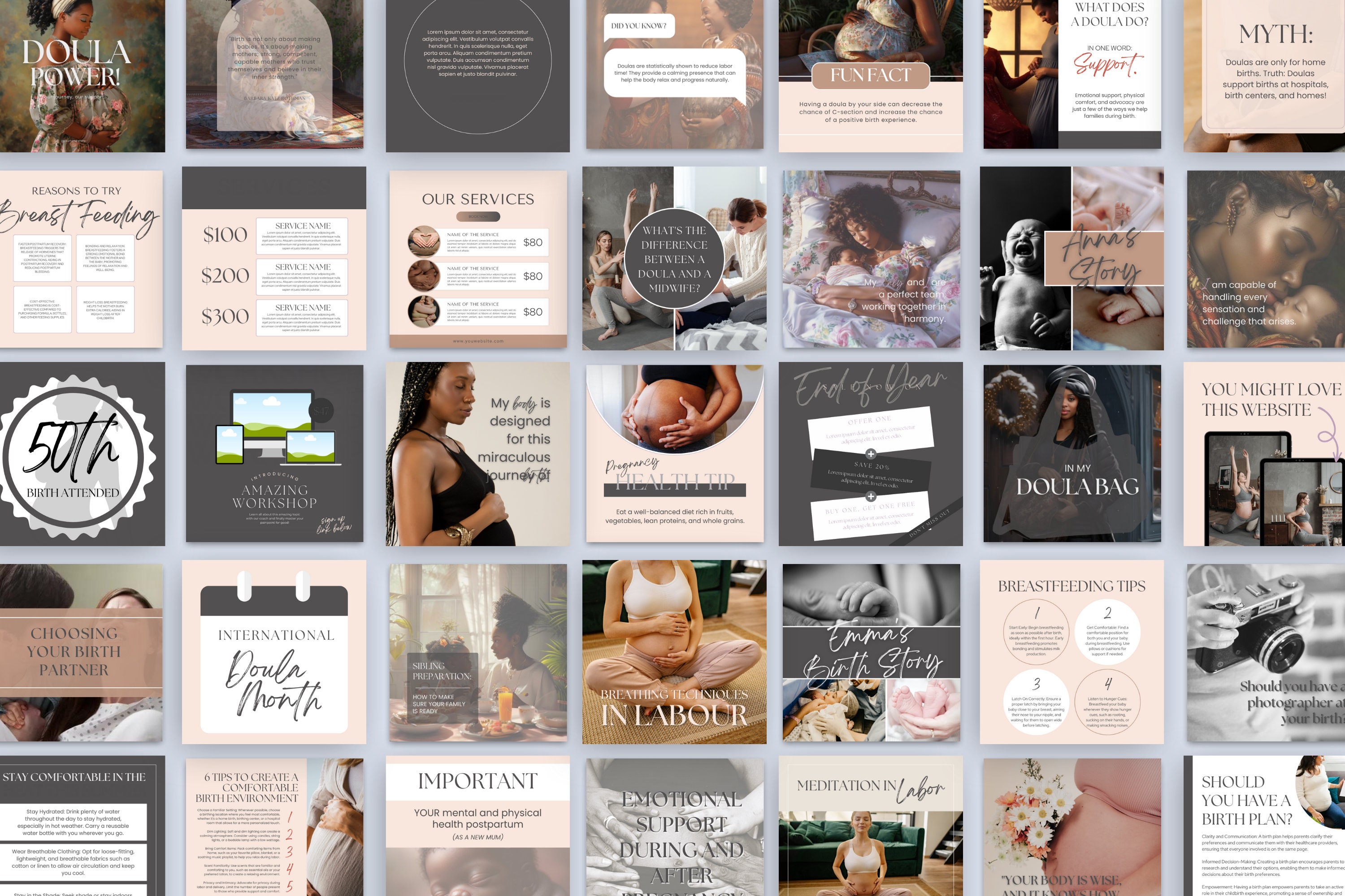 Doula Instagram Posts, Postpartum Doula Post, Doula Social Media Posts, Instagram Template ...