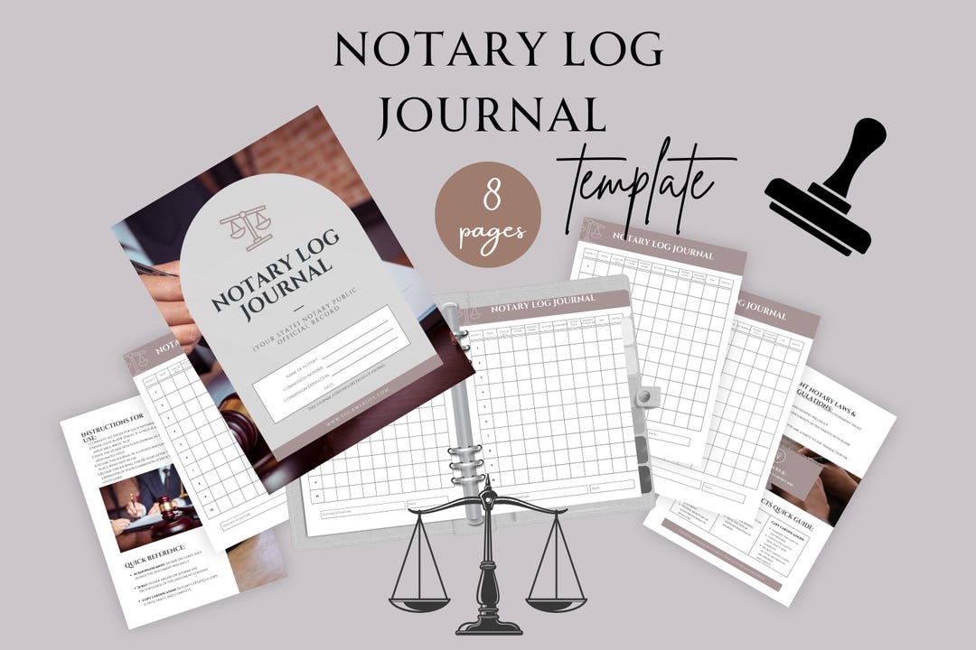 Notary Journal Log Book, Notary Journal Log, Printable Notary, Blank ...