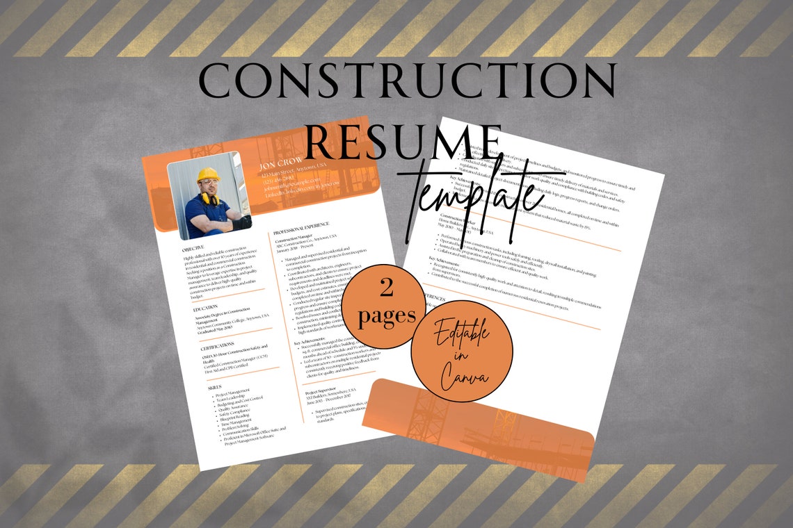 Resume Template for Construction, Resume Template Construction ...