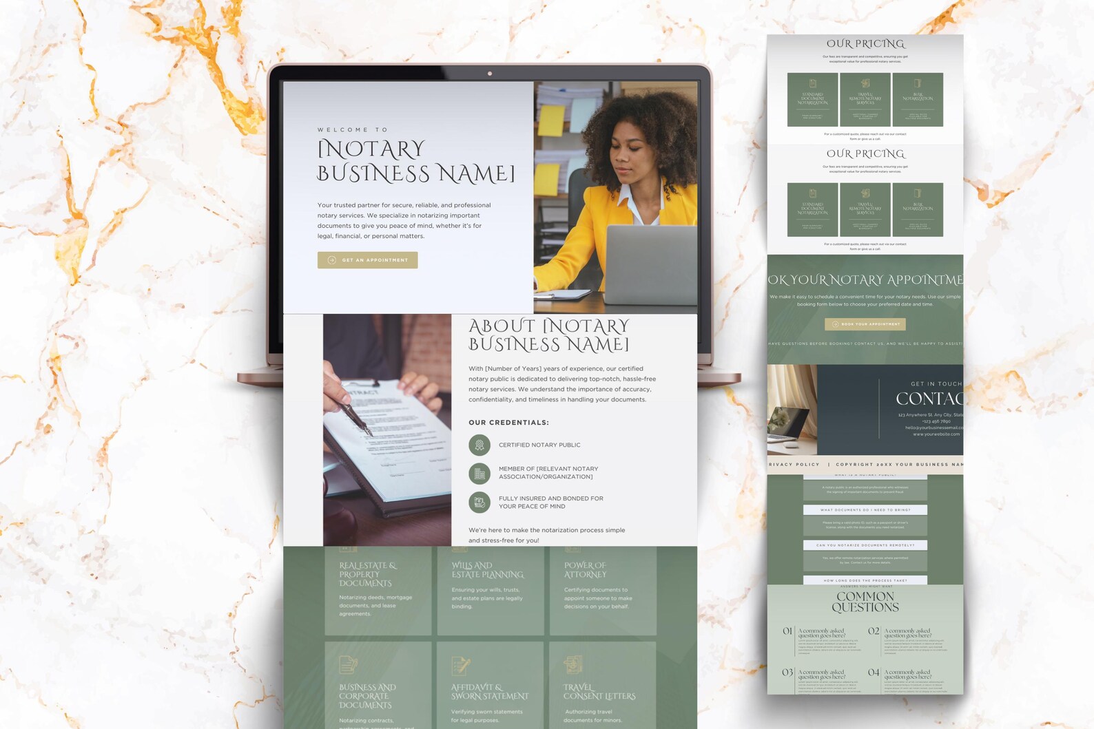 Notary Website Template Canva, Notary Public Websitetemplate, Canva ...