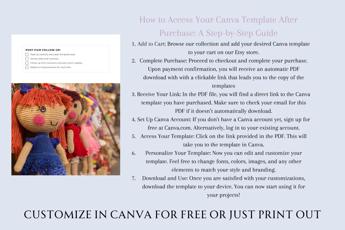 Craft Fair Checklist, Canva Template, Handmade Business Template, Craft ...