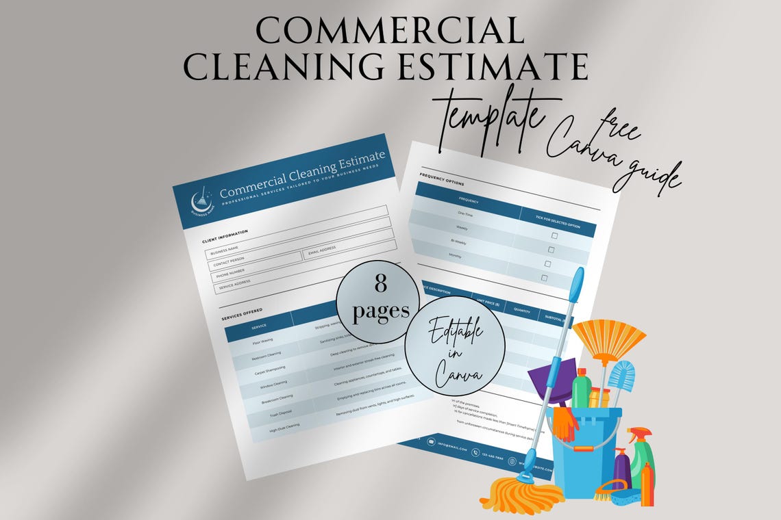 Office Cleaning Estimate Template, Canva Editable Template, Cleaning ...