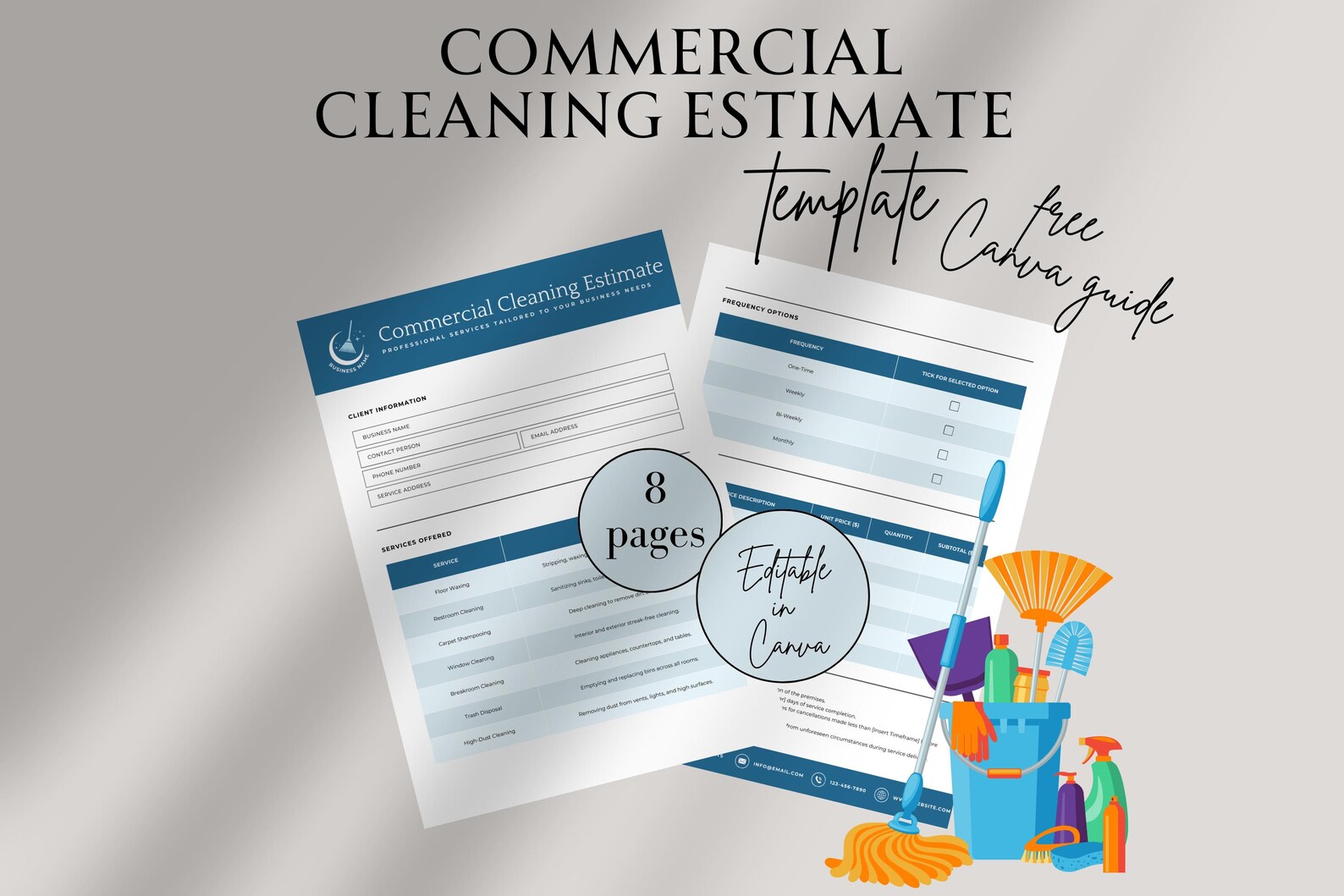 Office Cleaning Estimate Template, Canva Editable Template, Cleaning ...