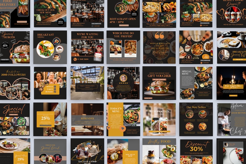 Restaurant Instagram Post Templates, Restaurant Social Media Posts ...