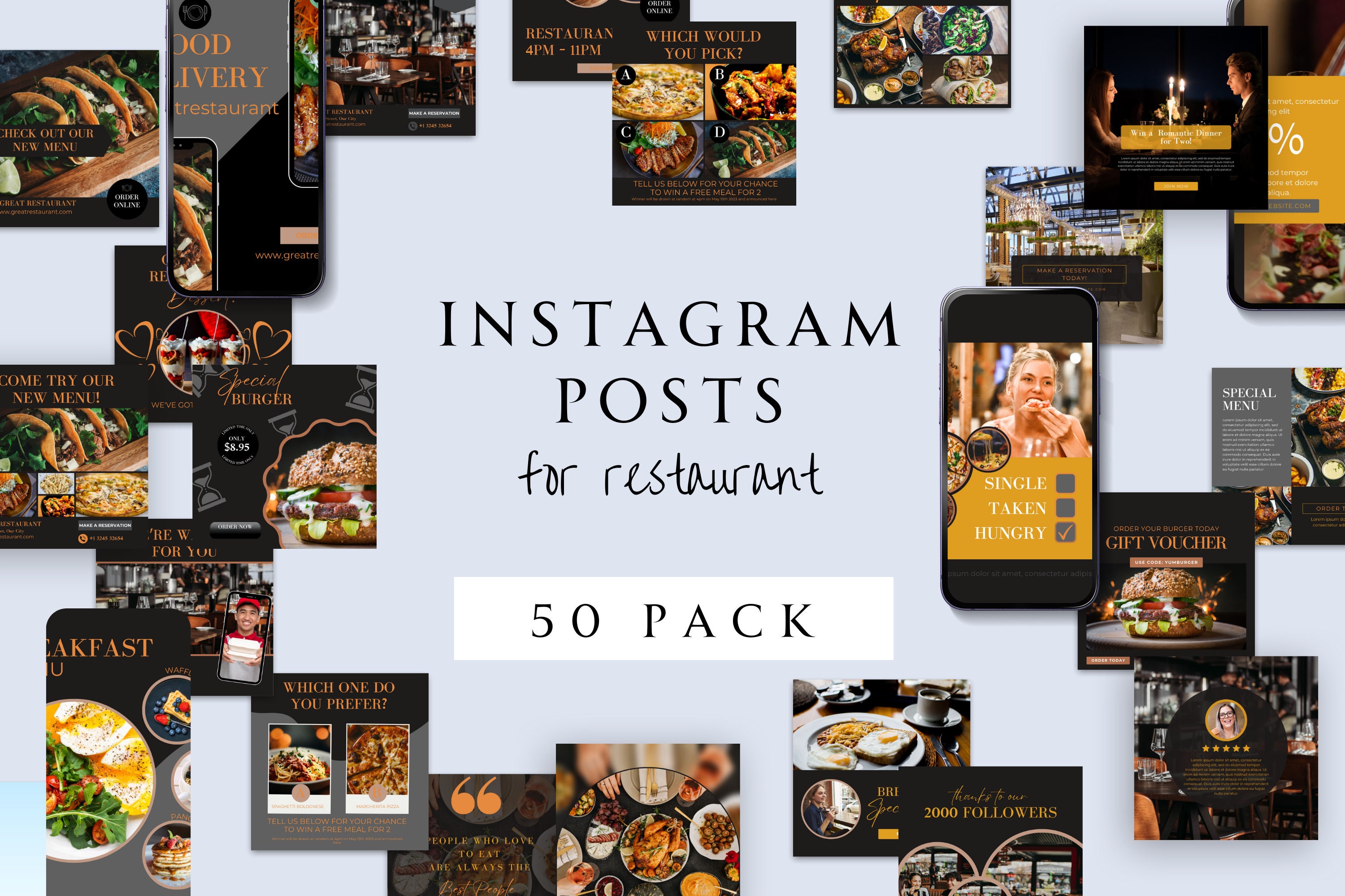 Restaurant Instagram Post Templates, Restaurant Social Media Posts ...