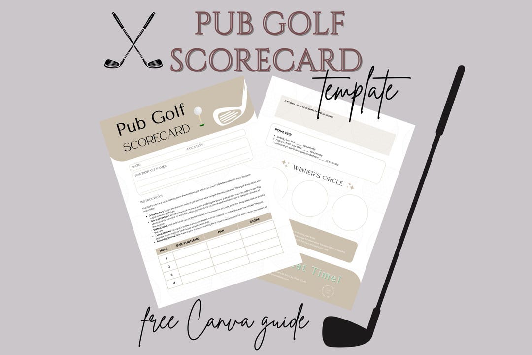 Pub Golf Scorecard, Bar Golf Scorecard, Pub Golf Template, Pub Bar ...