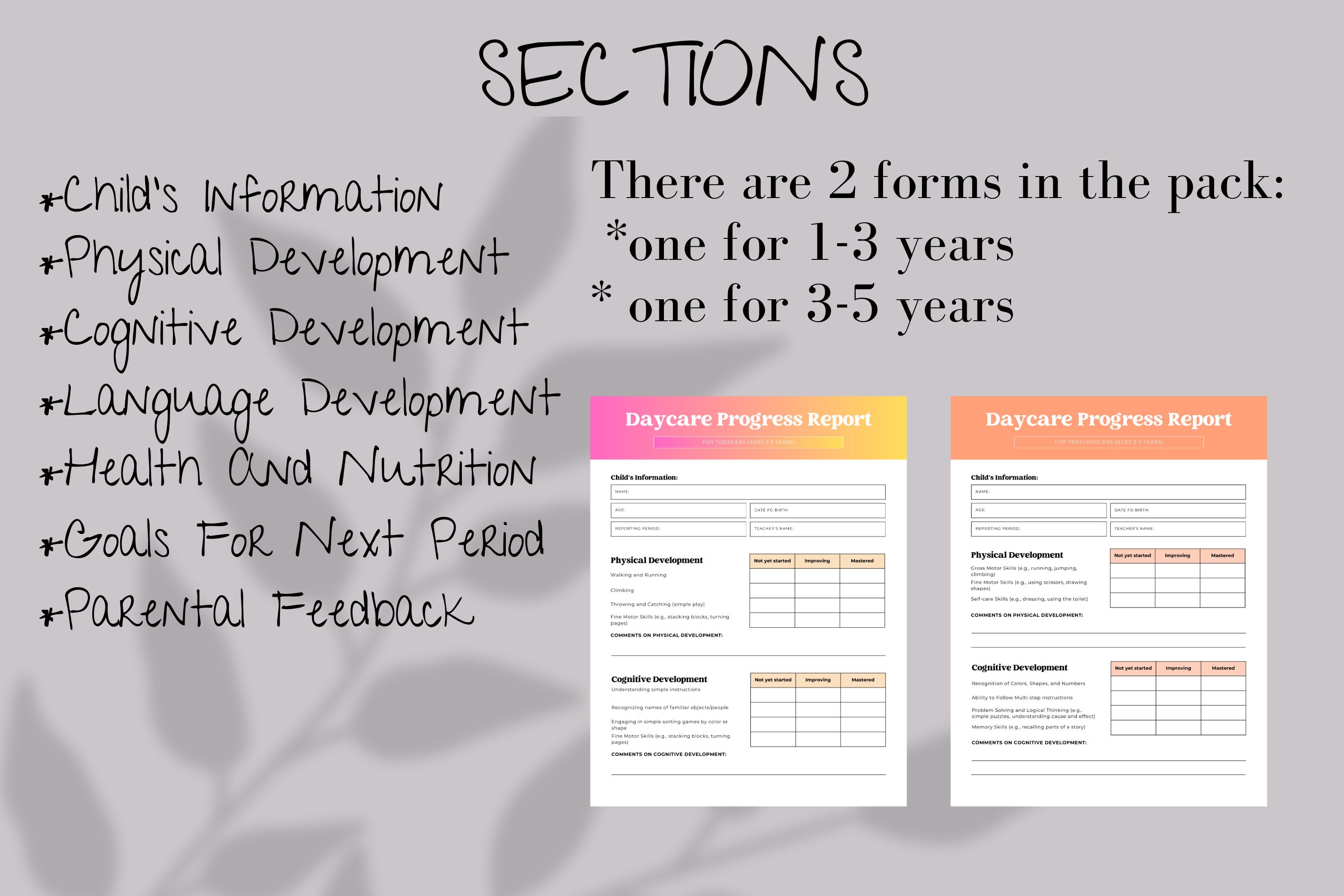 Daycare Progress Report, Preschool Assessment Forms, Childcare Form ...