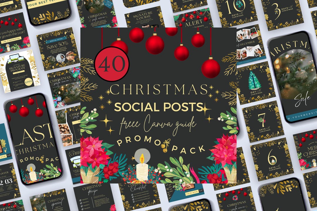 Christmas Social Media Templates, Canva Templates, Festive Content ...